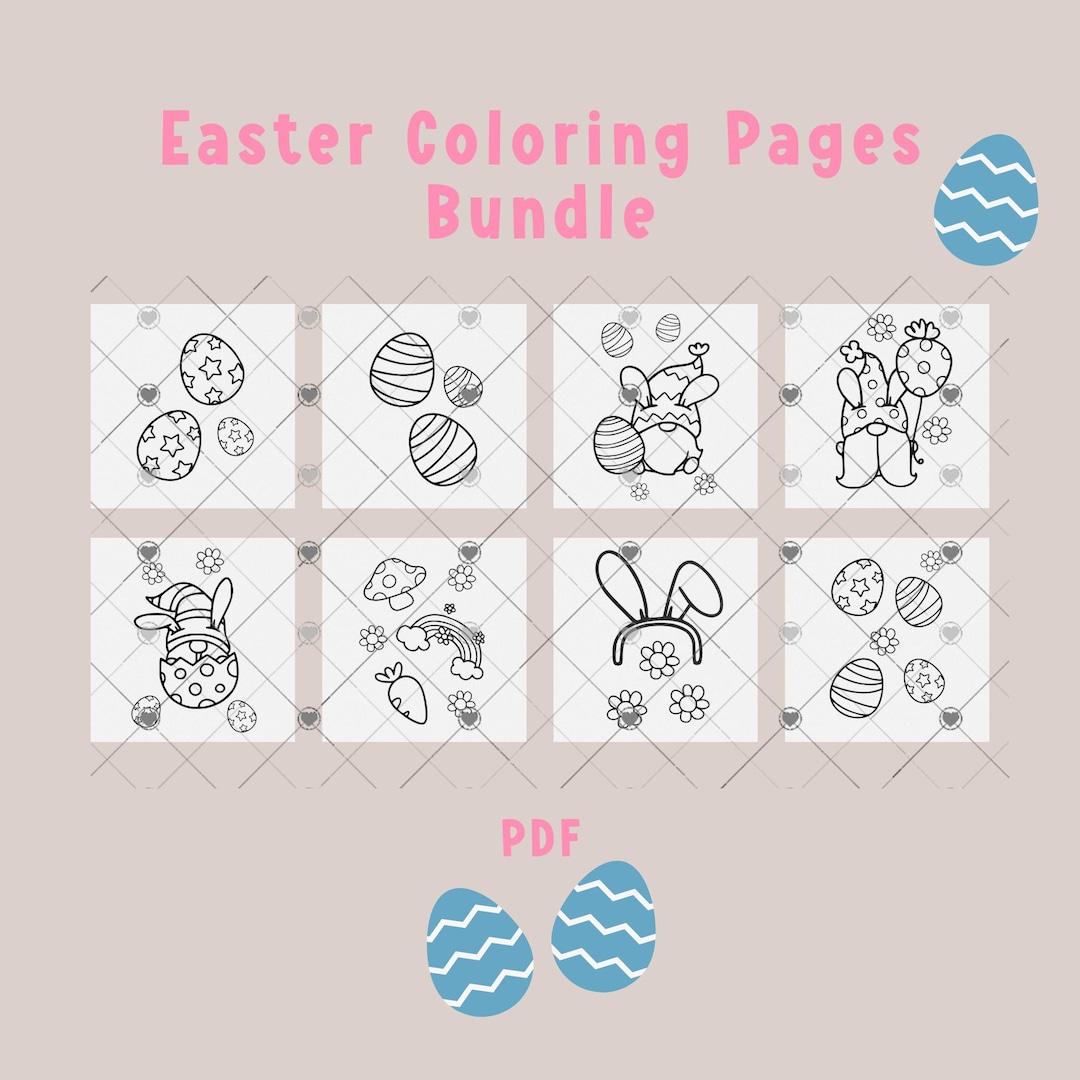 Easter Gnome Coloring Pages Bundle, Bunny Pdf, Easter Egg Coloring ...