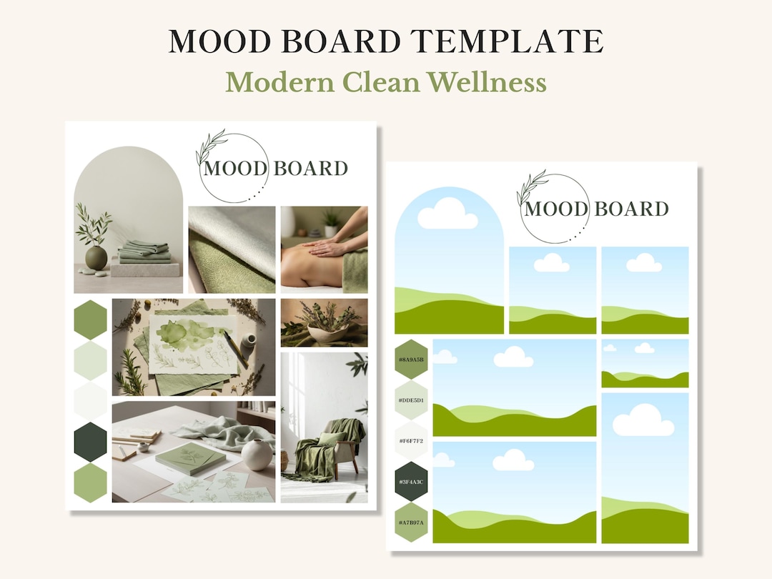 Modern Wellness Mood Board Template | Clean Branding (digital Download ...
