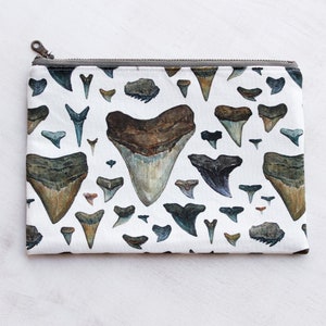 Shark Teeth Zipper Bag, Handmade Canvas Pouch, Shark Teeth Gift - Etsy