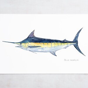 Blue Marlin Watercolor Print: Nautical Fish Painting - Etsy