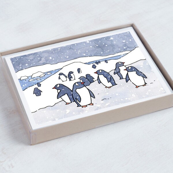 Penguin Holiday Card - Etsy