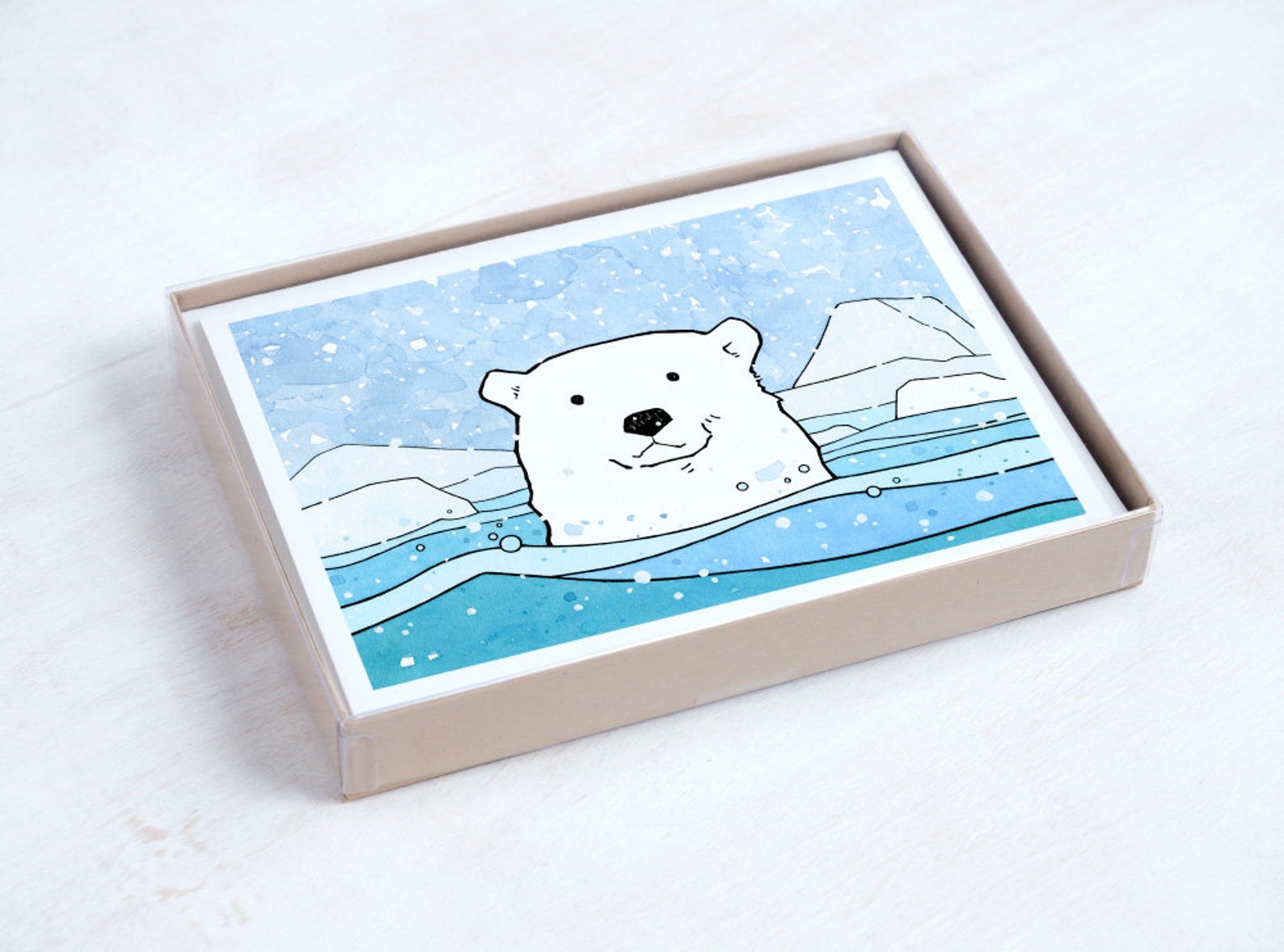 Polar Bear Holiday Card Set 10 Illustrated Cards Winter Animal ...