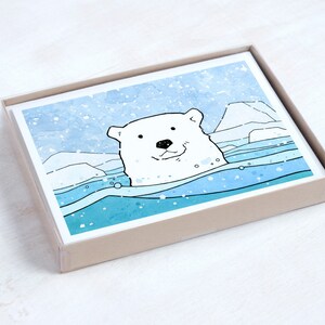 Polar Bear Holiday Card Set 10 Illustrated Cards Winter Animal ...