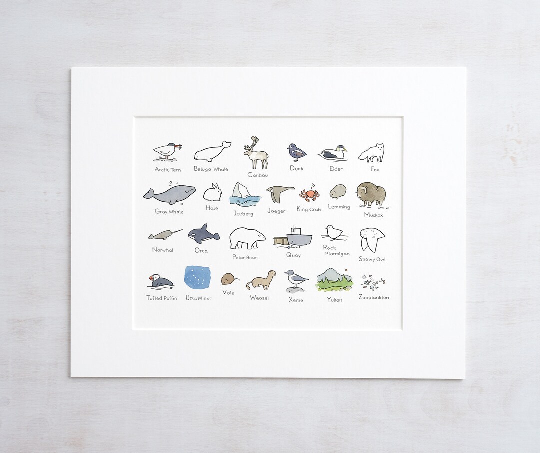 Illustrated Alphabet Arctic North Canada Alaska Nursery Art Print ABC ...