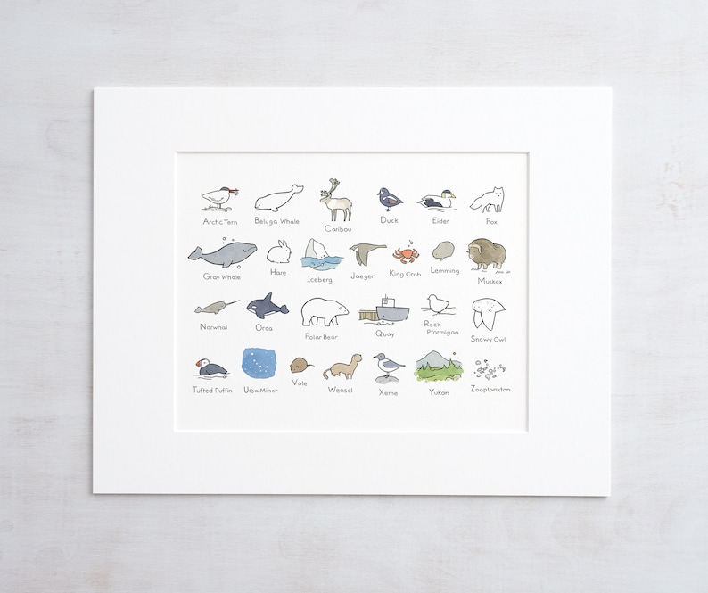 Illustrated Alphabet Arctic North Canada Alaska Nursery Art Print ABC ...