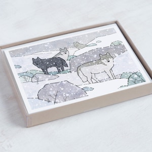 Wolf Pack Holiday Card Set Whimsical Wildlife Christmas Cards - Etsy