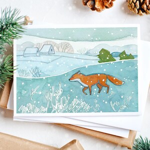 Fox Winter Landscape Christmas Card - Etsy