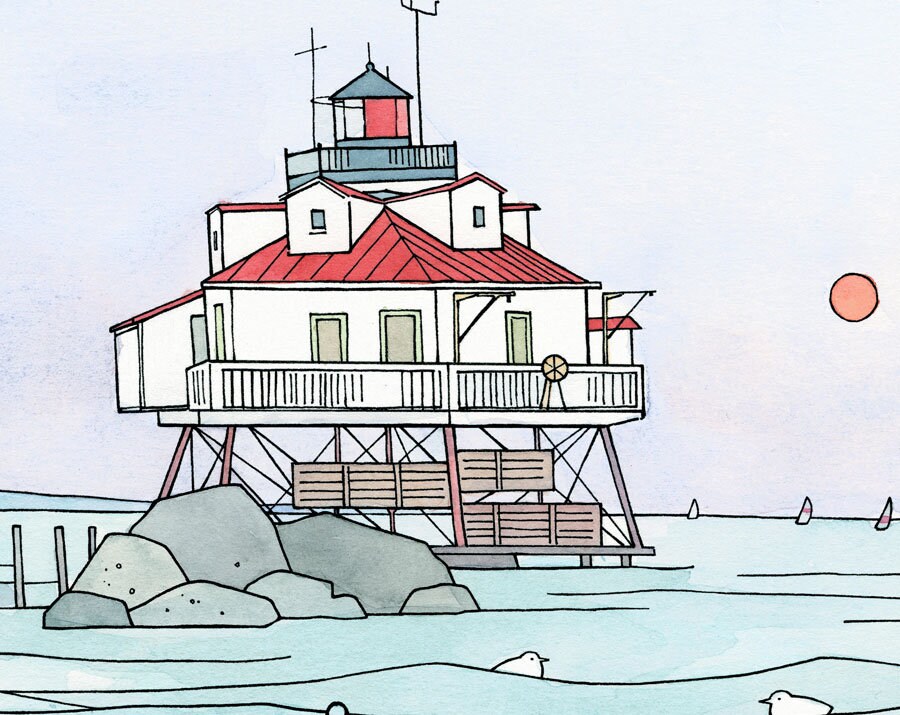 Thomas Point Lighthouse Chesapeake Bay Annapolis Lighthouse - Etsy