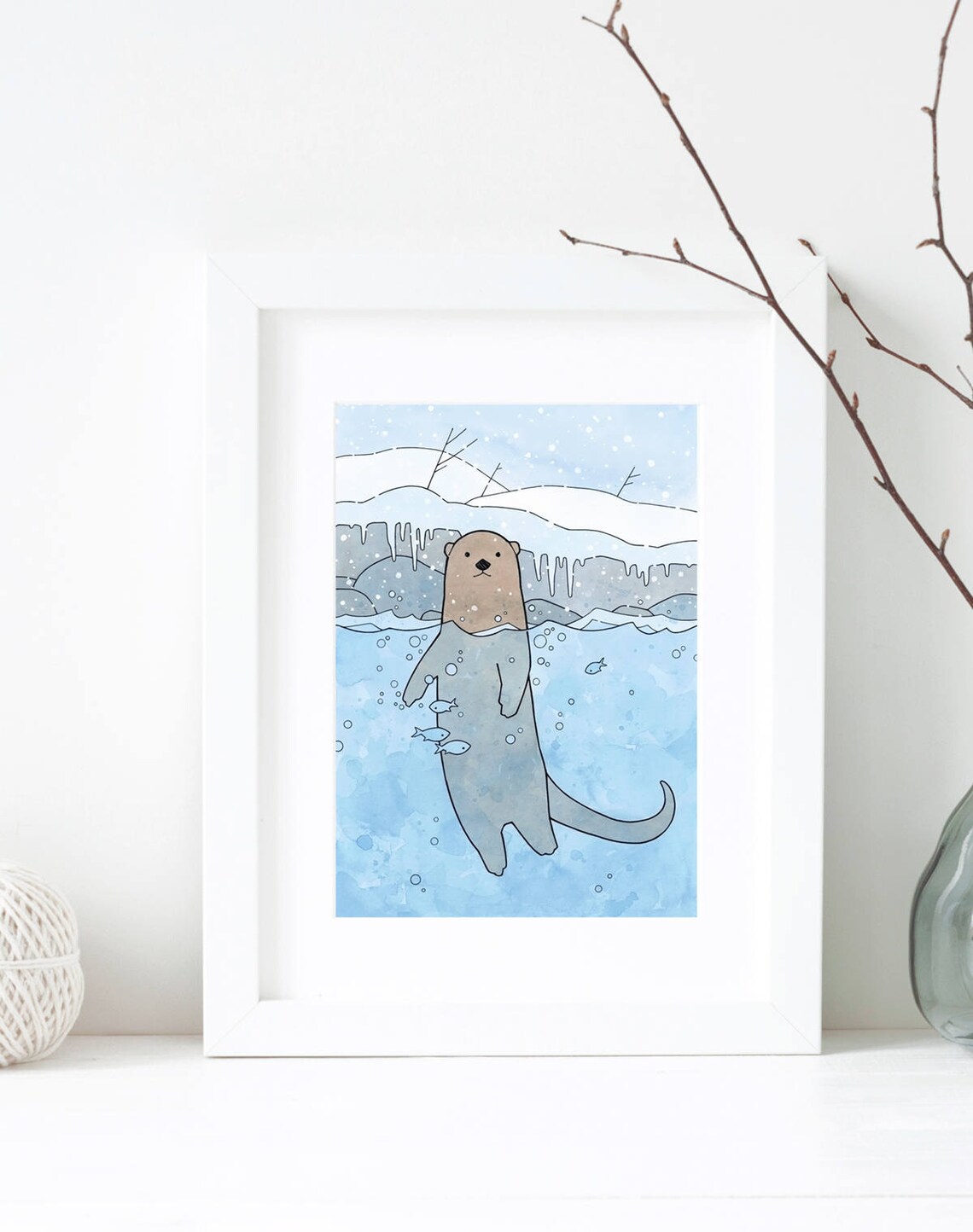 River Otter Art Print Nursery Kids Room Decor Animal - Etsy