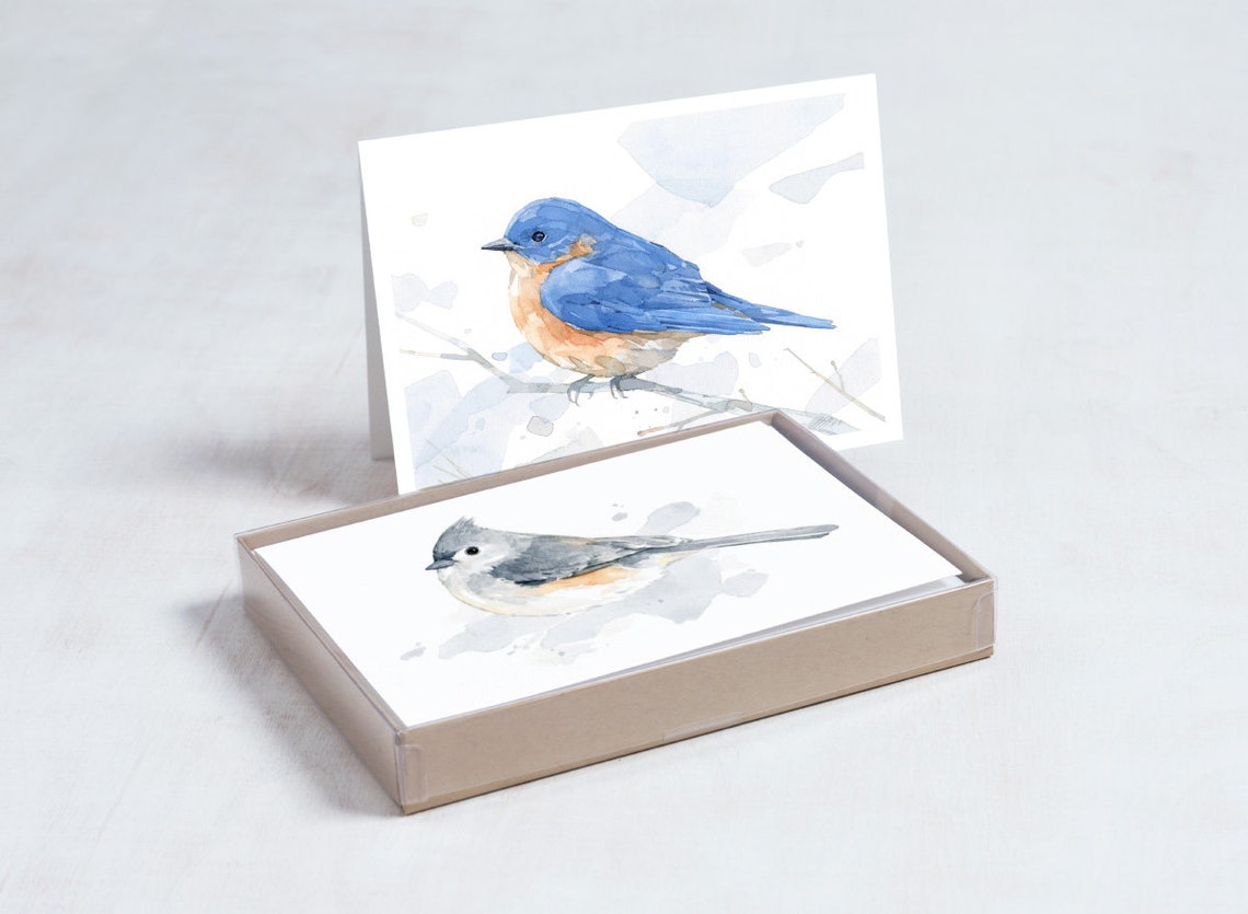Bird Watercolor Card Set Mixed Bird Art Stationery Gift - Etsy