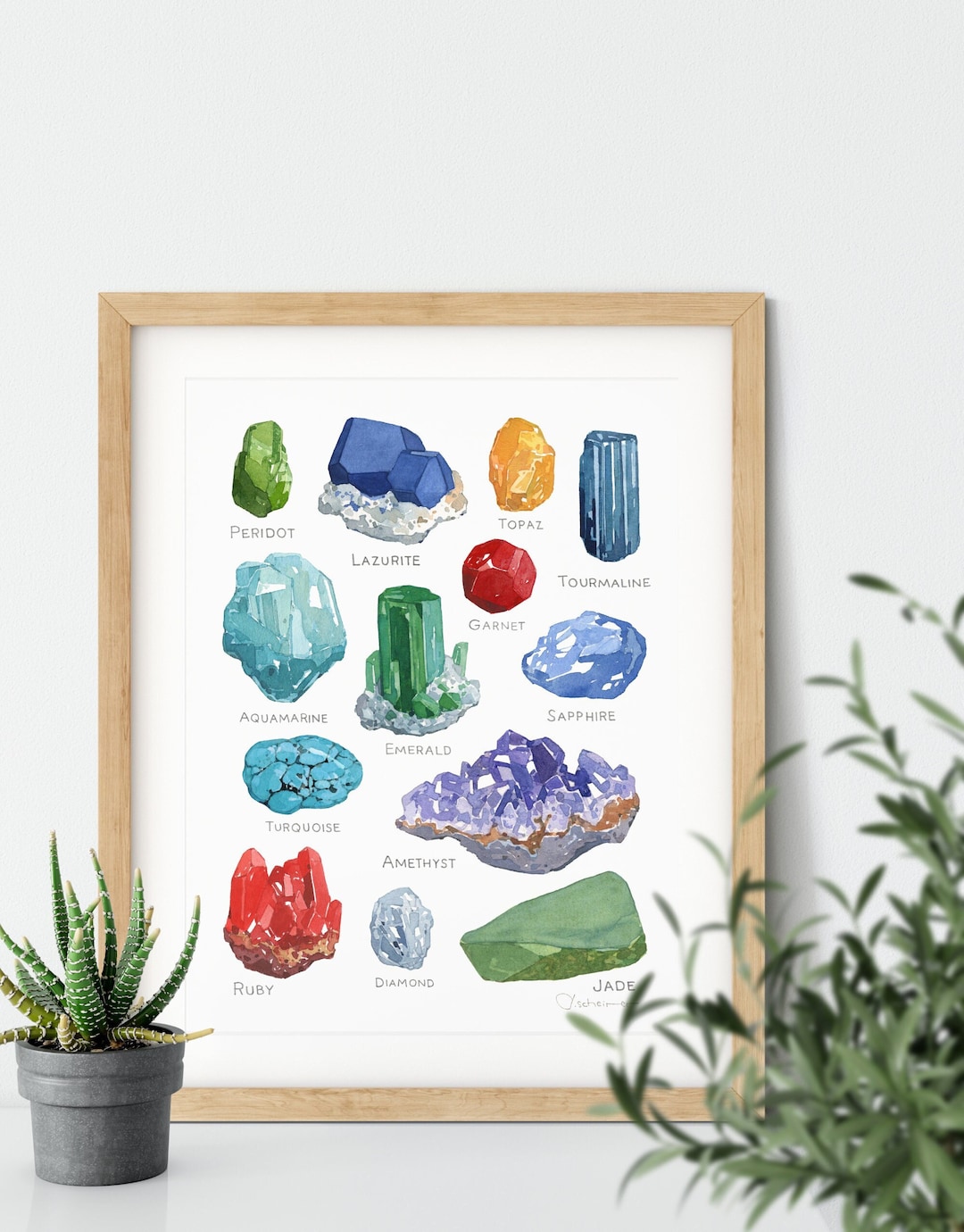 Gemstones Watercolor Print Gems and Crystals Wall Art Decor - Etsy