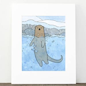 River Otter Art Print Nursery, Kids Room Decor Animal Illustration ...