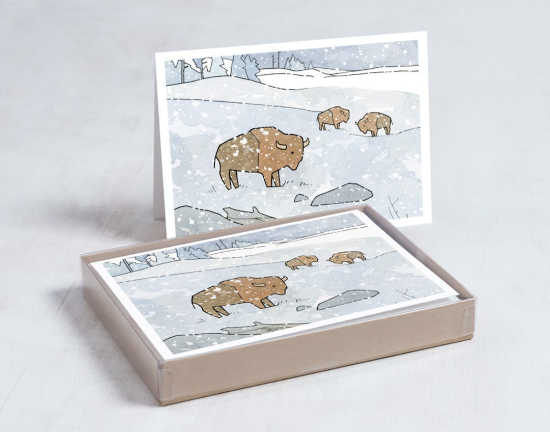 Winter Bison Holiday Card Set American West Wildlife Card - Etsy