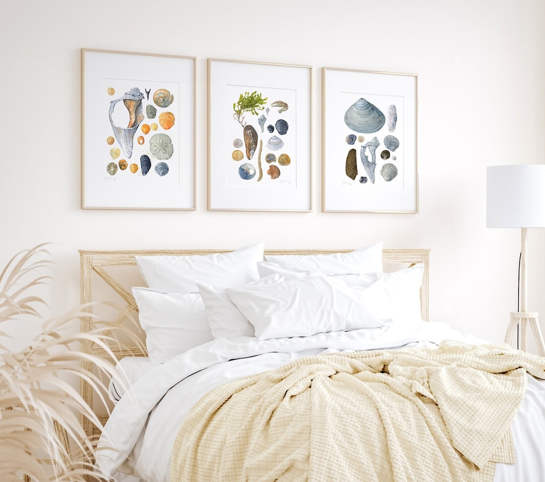 Beachcombing Shells Watercolor Print Set Seashore Beach House Wall ...