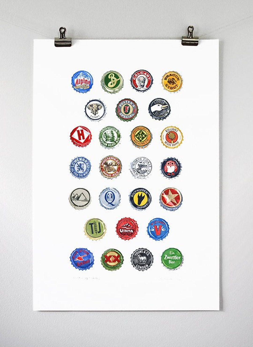 Bottlecaps Alphabet Art Print Beer Poster, Beer Expert Gift - Etsy