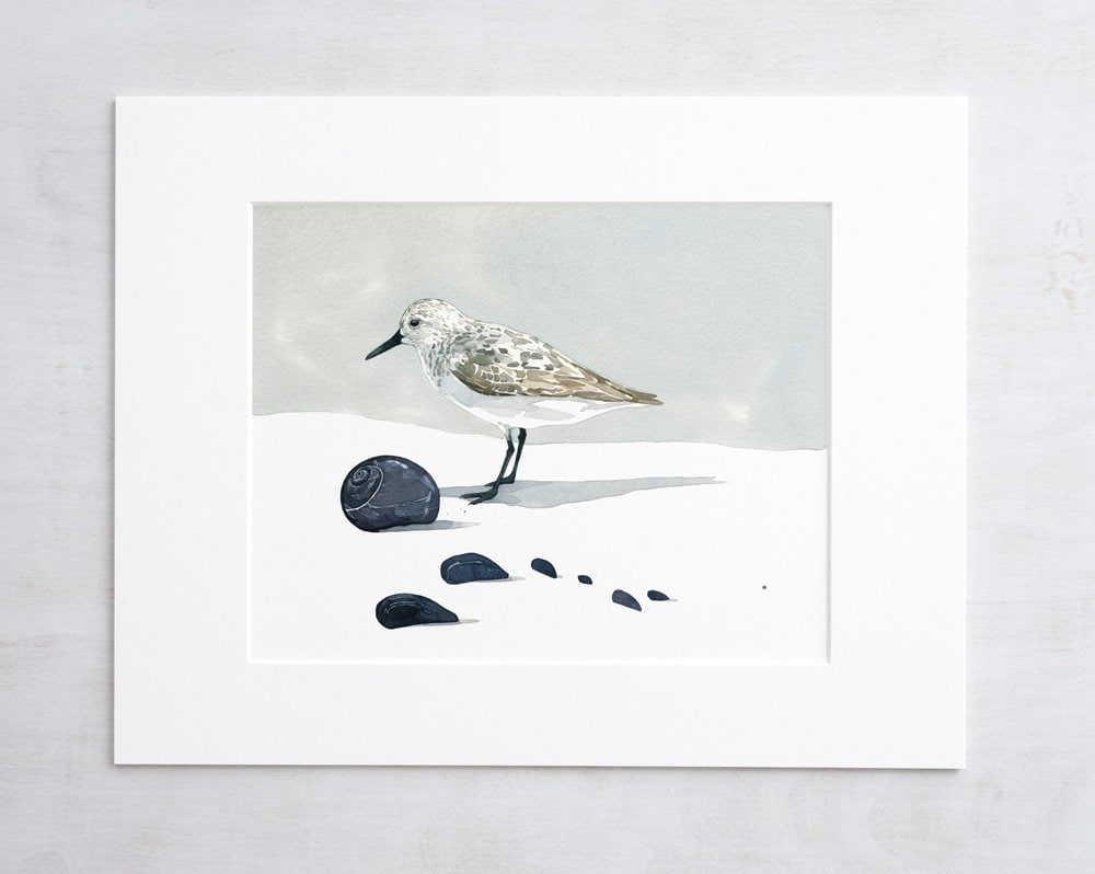 Sandpiper Watercolor Print Coastal Wall Art Shorebird Beach Decor ...