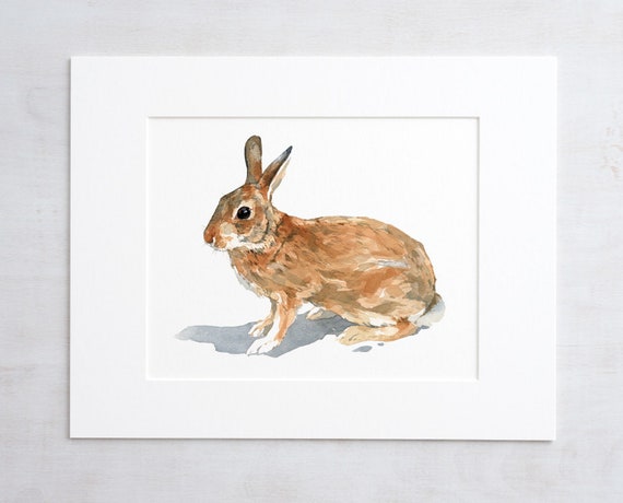Wild Rabbit Watercolor Print Nature Wildlife Art Modern | Etsy