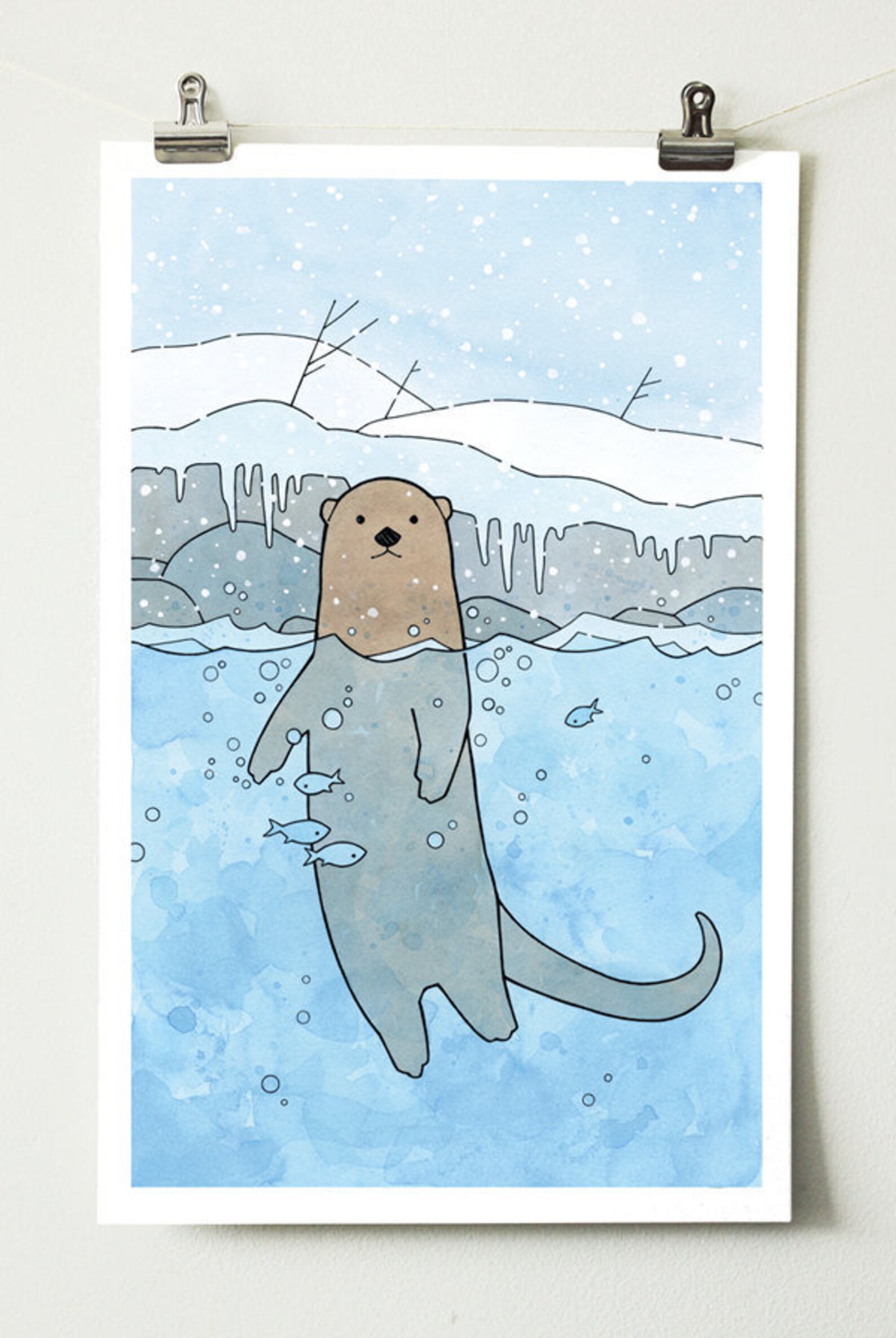 River Otter Art Print Nursery Kids Room Decor Animal - Etsy