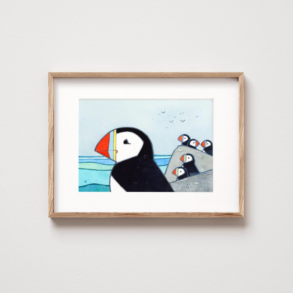 Puffin Island Art Print Coastal Kids Room Decor Children's Wall Art - Etsy