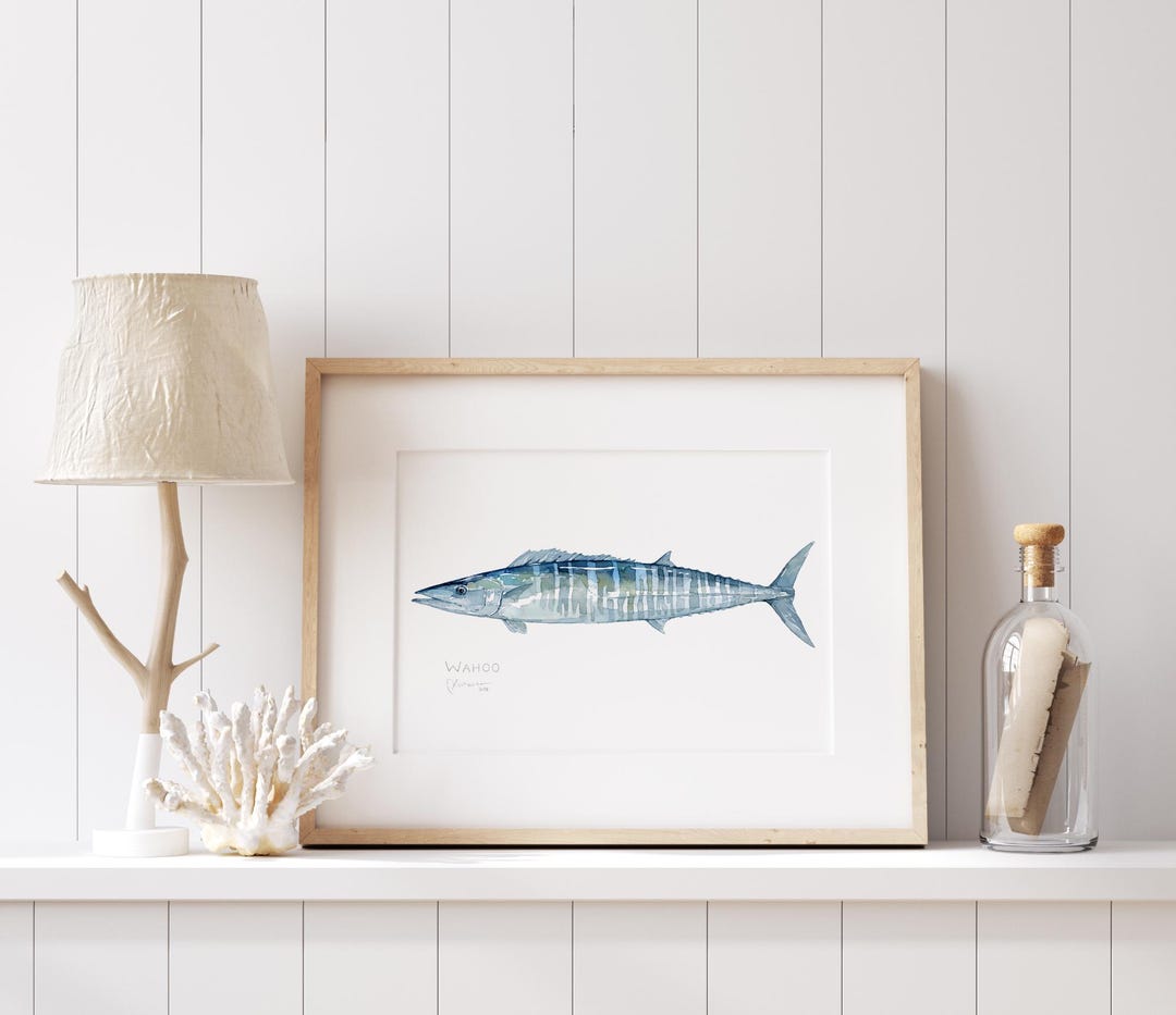 Wahoo Fish Watercolor Print Gulf Fishing Coastal Decor Painting - Etsy