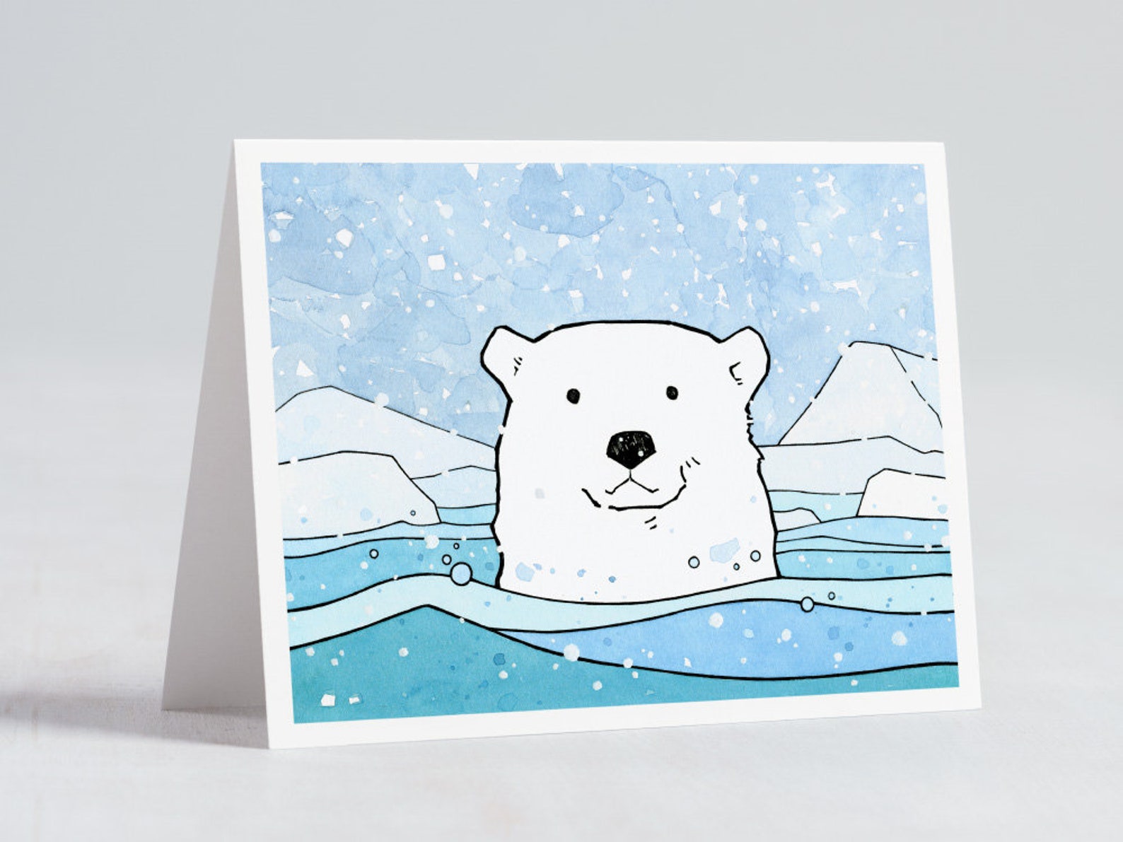 Polar Bear Holiday Card Set 10 Illustrated Cards Winter Etsy