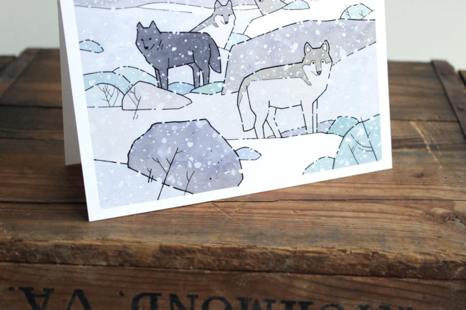 Wolf Pack Christmas Card Winter Animal in Snow Holiday | Etsy