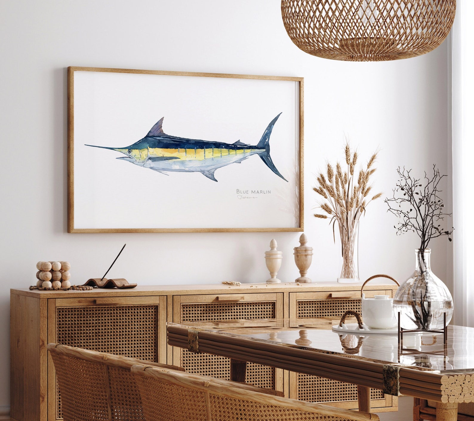 Blue Marlin Watercolor Print: Nautical Fish Painting - Etsy