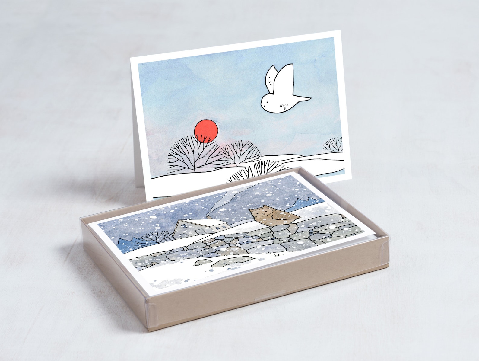 Owls Christmas Holiday Card Set 1 - Etsy