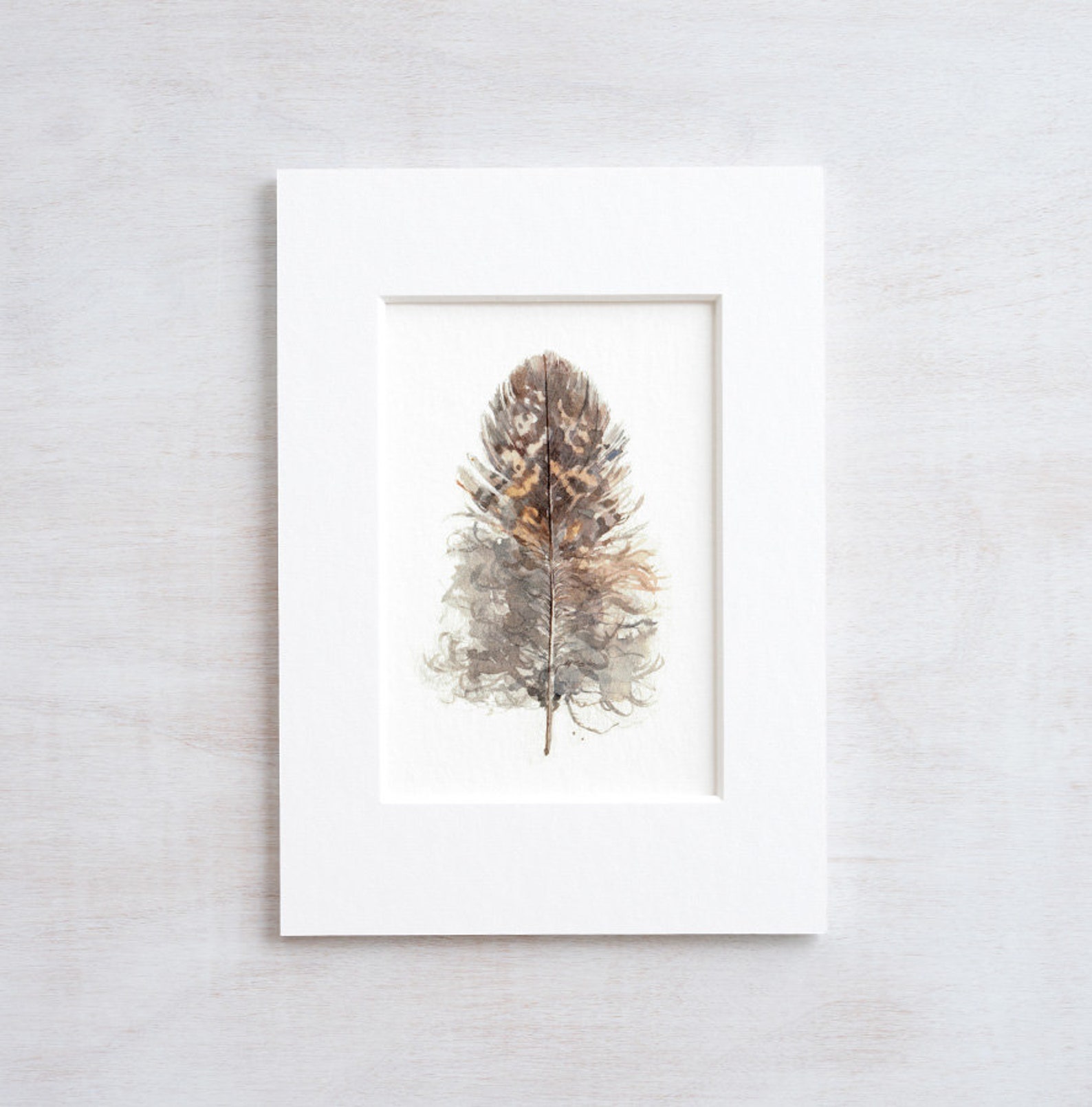 Small Owl Feather Print Nature Watercolor Painting - Etsy