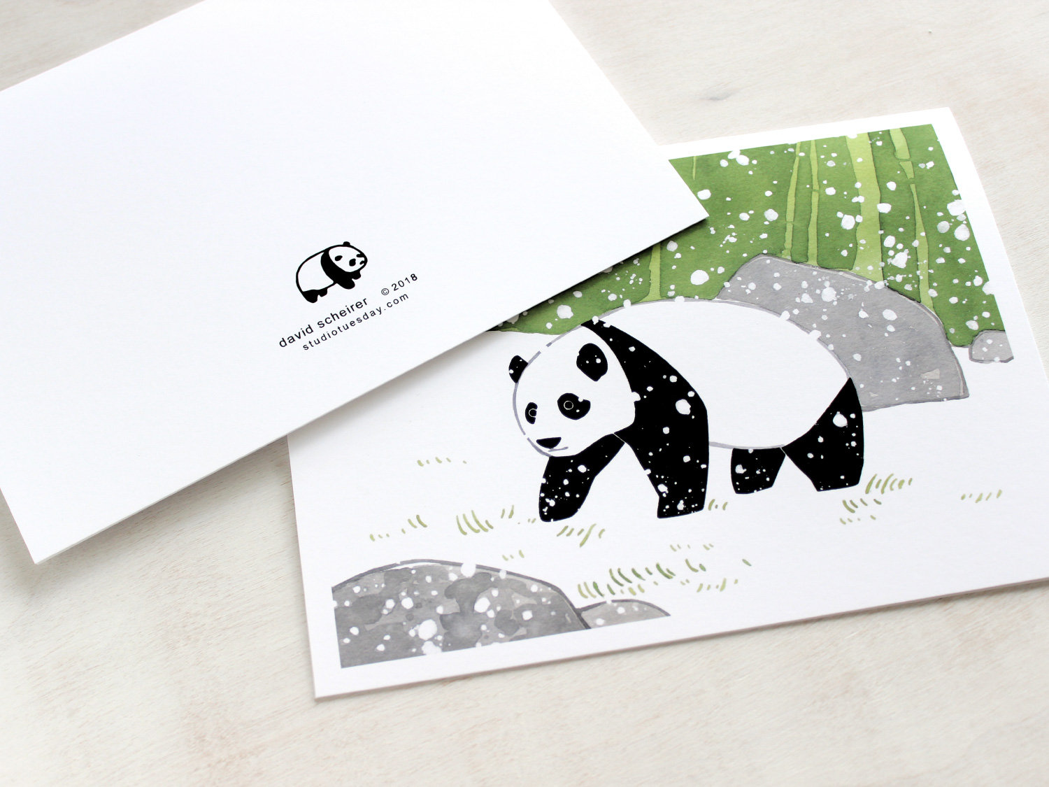 Panda in Snow Holiday Card Christmas Card Winter Stationery | Etsy