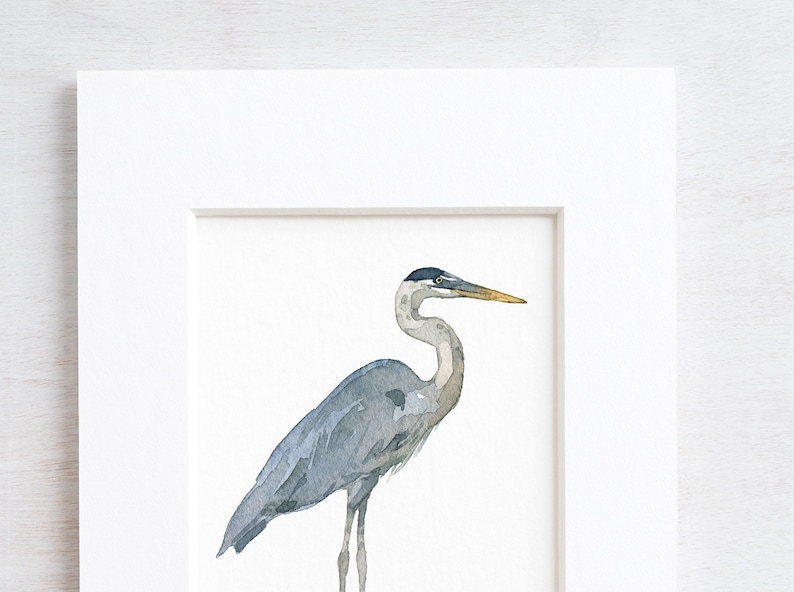 Great Blue Heron Watercolor Art Print, Signed Miniature - Etsy