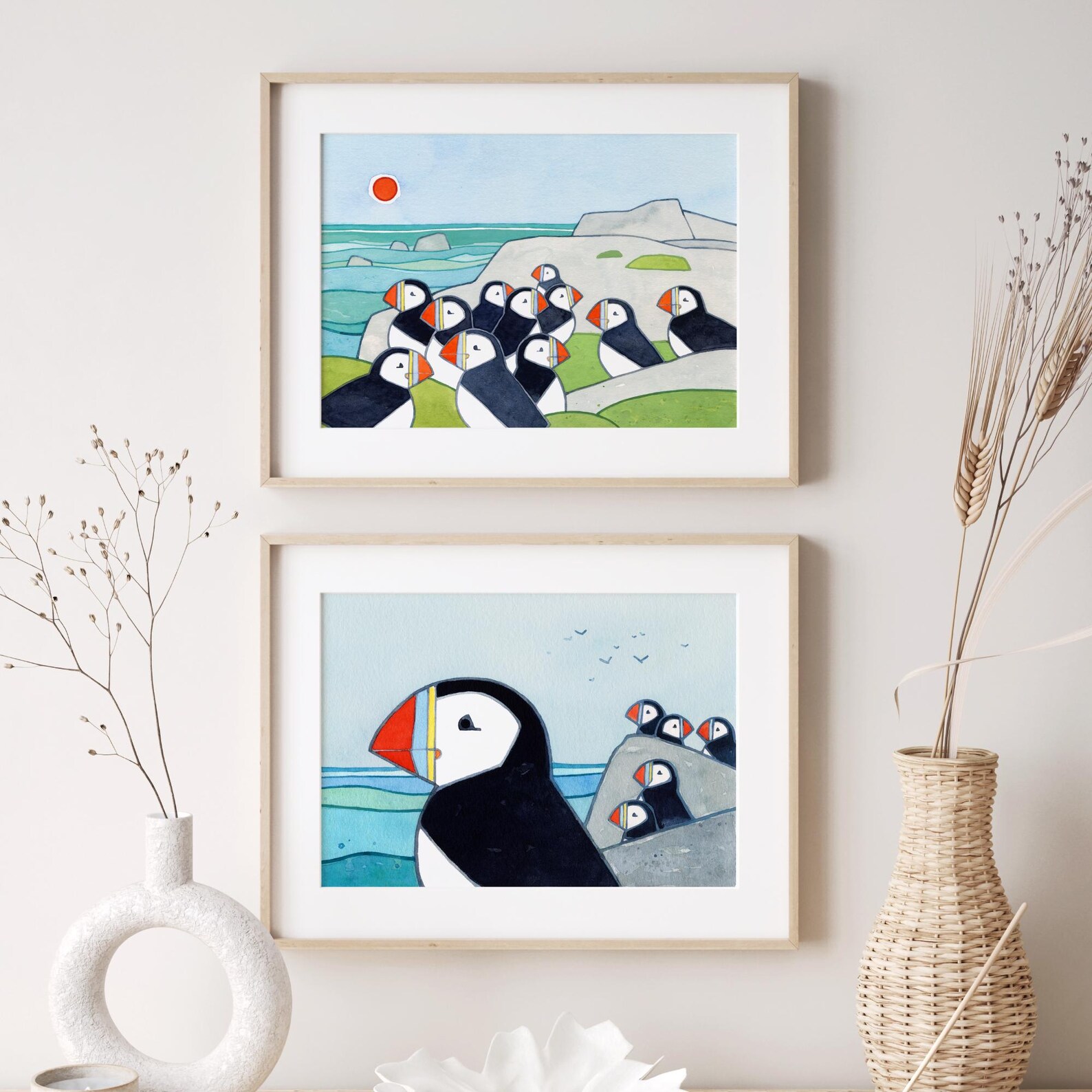 Puffin Island Art Print Coastal Kids Room Decor Children's Wall Art - Etsy