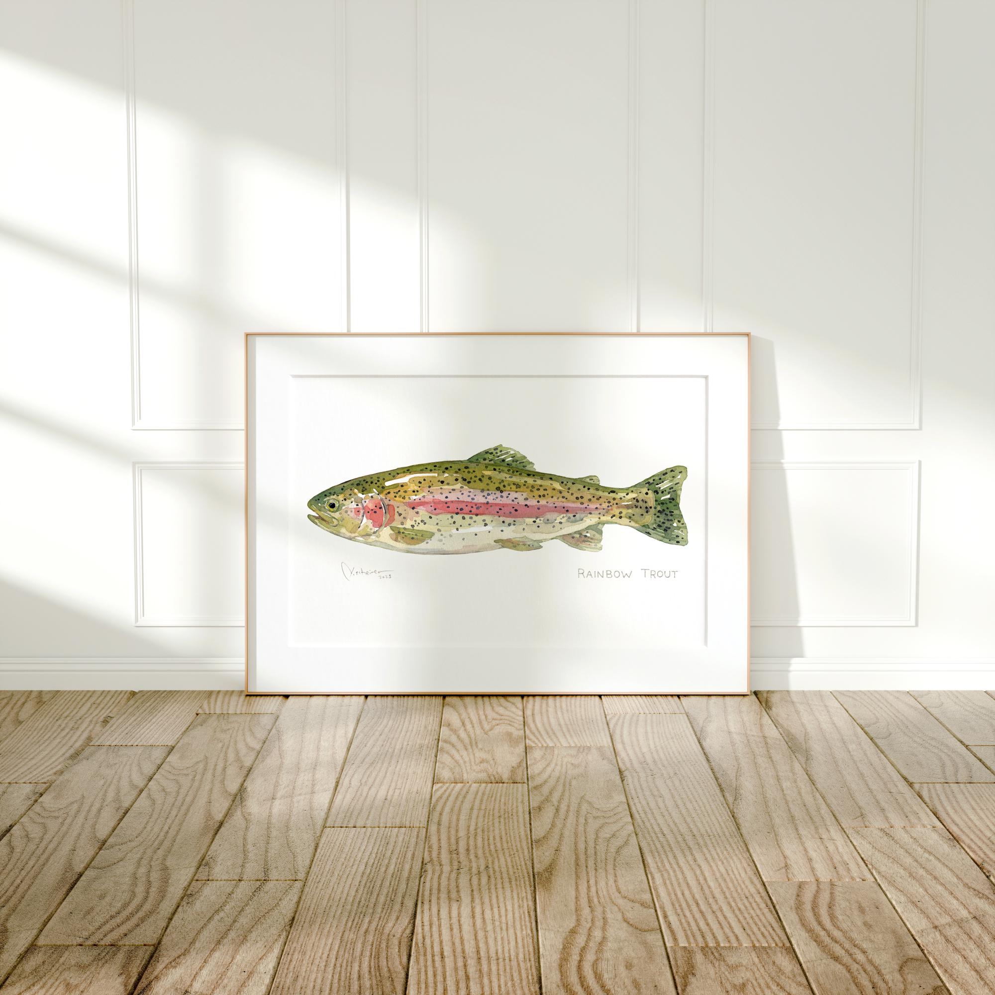 Rainbow Trout Watercolor Print Fish Painting Lakehouse Decor - Etsy