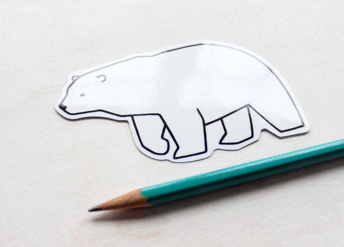 Polar Bear Sticker Vinyl Animal Art Sticker Water Bottle Decal - Etsy