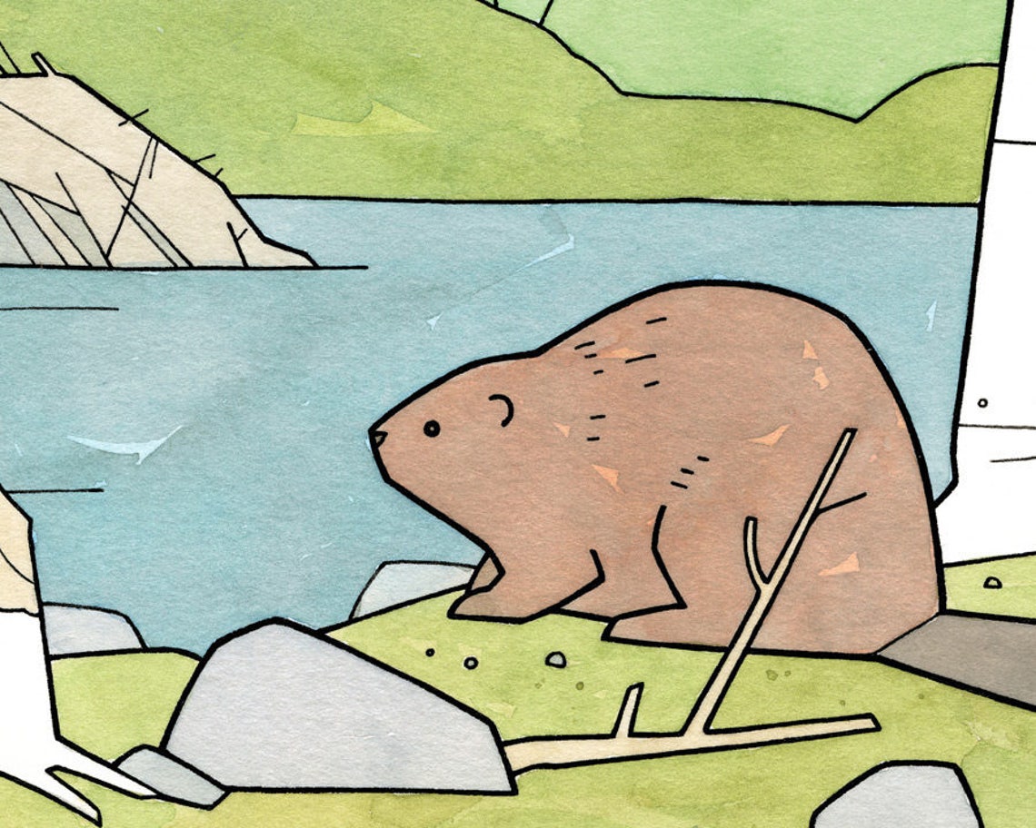 Beaver Illustration Art Print Nature Nursery Wall Art - Etsy