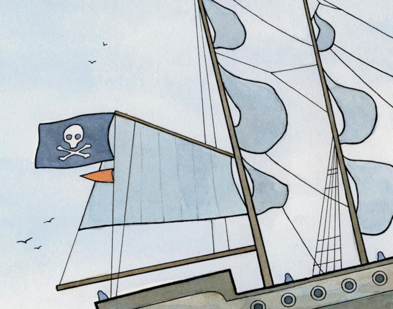 Pirate Ship Print Pirate Decor Ocean Animals Kids Room Wall - Etsy