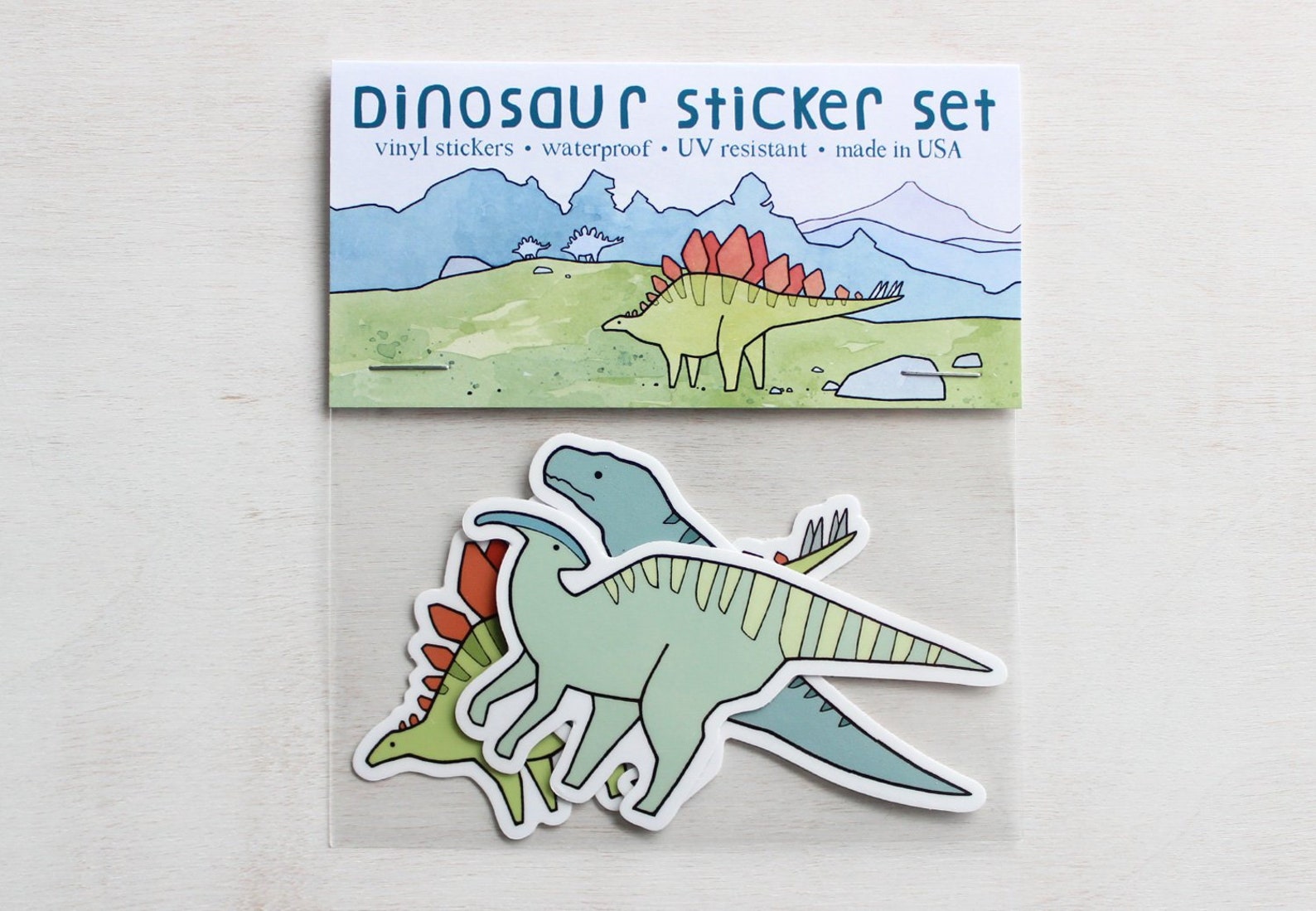 Dinosaur Sticker Set 3 Die Cut Stickers Stegosaurus T Rex | Etsy