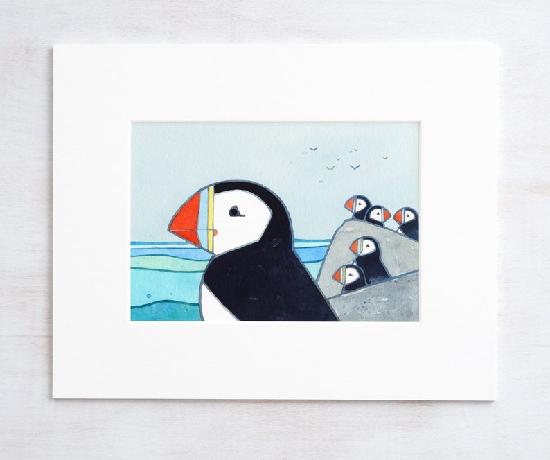 Puffin Island Art Print Coastal Kids Room Decor Children's Wall Art - Etsy