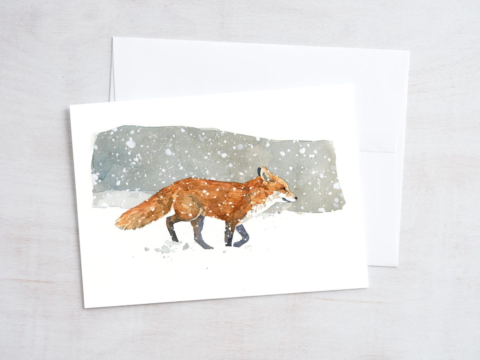 Fox in Snow Christmas Card Set Winter Watercolor Greeting Cards Holiday ...