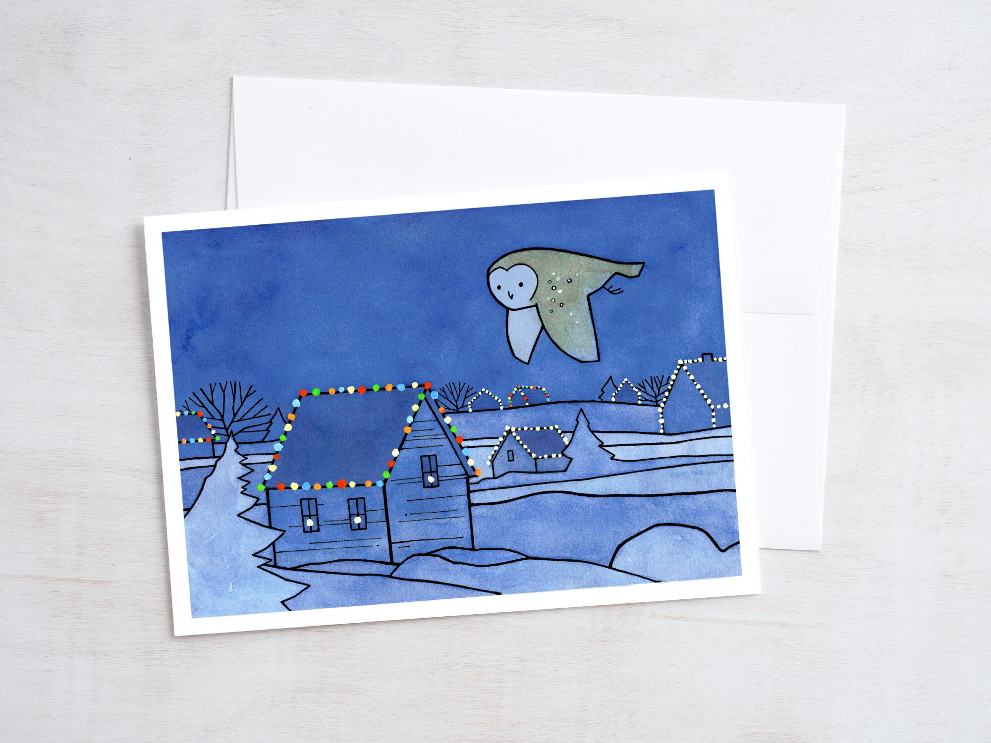 Owls Christmas Holiday Card Set 1 - Etsy