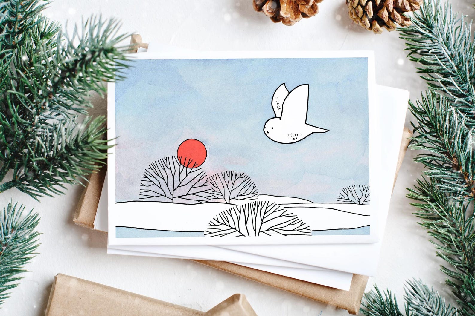 Owls Christmas Holiday Card Set 1 - Etsy