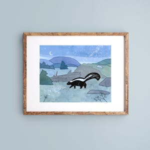 Skunk Art Print Night Animal Kids Room Wall Decor - Etsy