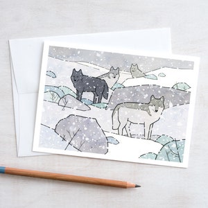 Wolf Pack Holiday Card Set Whimsical Wildlife Christmas Cards - Etsy