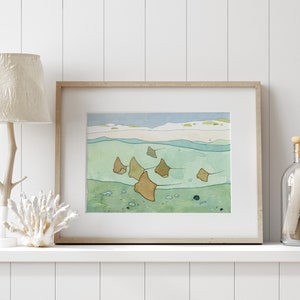 Stingrays Art Print Cownose Rays Watercolor Beach Print - Etsy