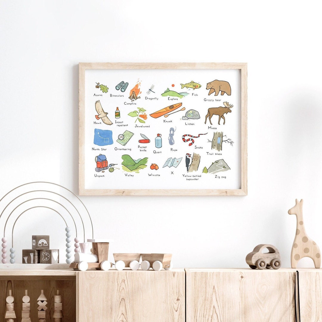 Camping Alphabet Print: Hiking Nursery Decor, Adventure ABC Chart - Etsy