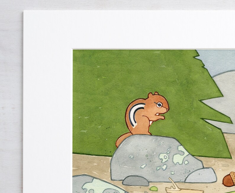 Chipmunk Woodland Print Kids Room Art - Etsy
