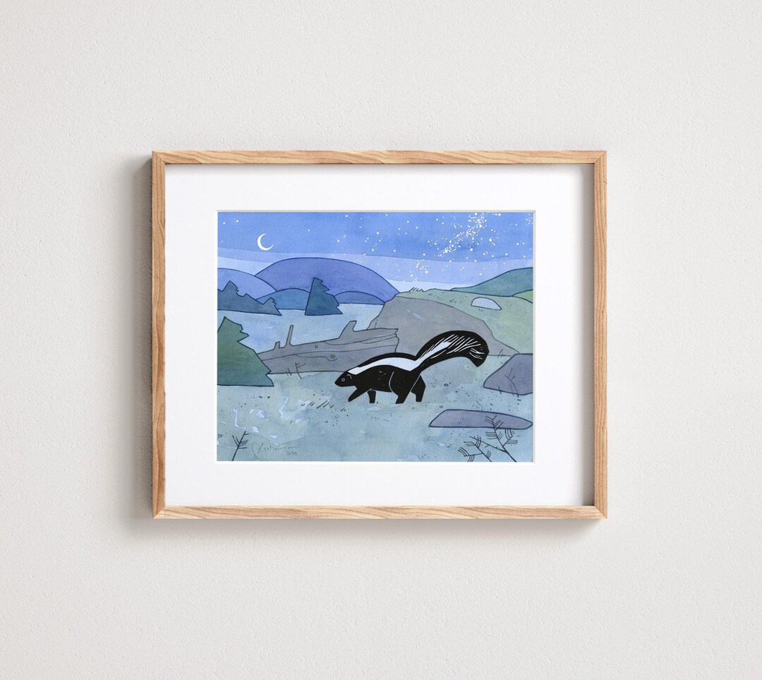 Skunk Art Print Night Animal Kids Room Wall Decor - Etsy