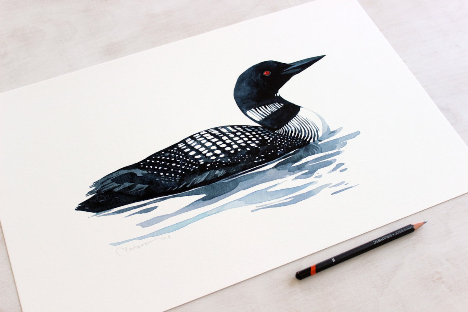 Loon Art Print Bird Watercolor Painting Coastal Wall Art, Lakehouse ...