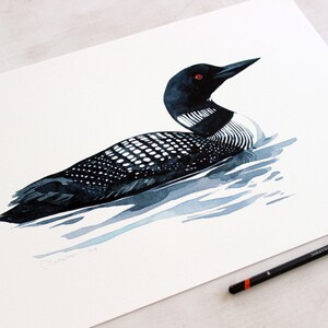 Loon Art Print Bird Watercolor Painting Coastal Wall Art, Lakehouse ...