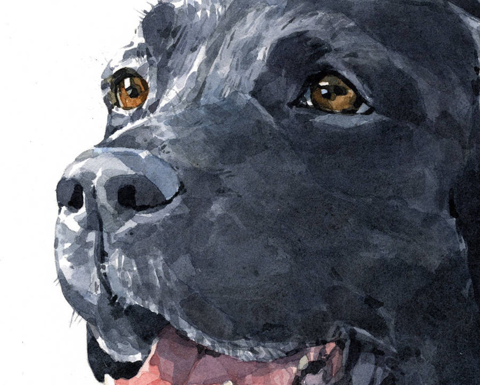 Black Lab Dog Art Print Labrador Retriever Watercolor Painting 8x10 ...